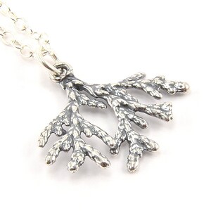 Sterling Silver Cedar Necklace, Cedar Charm, Cedar Jewelry Organic ...
