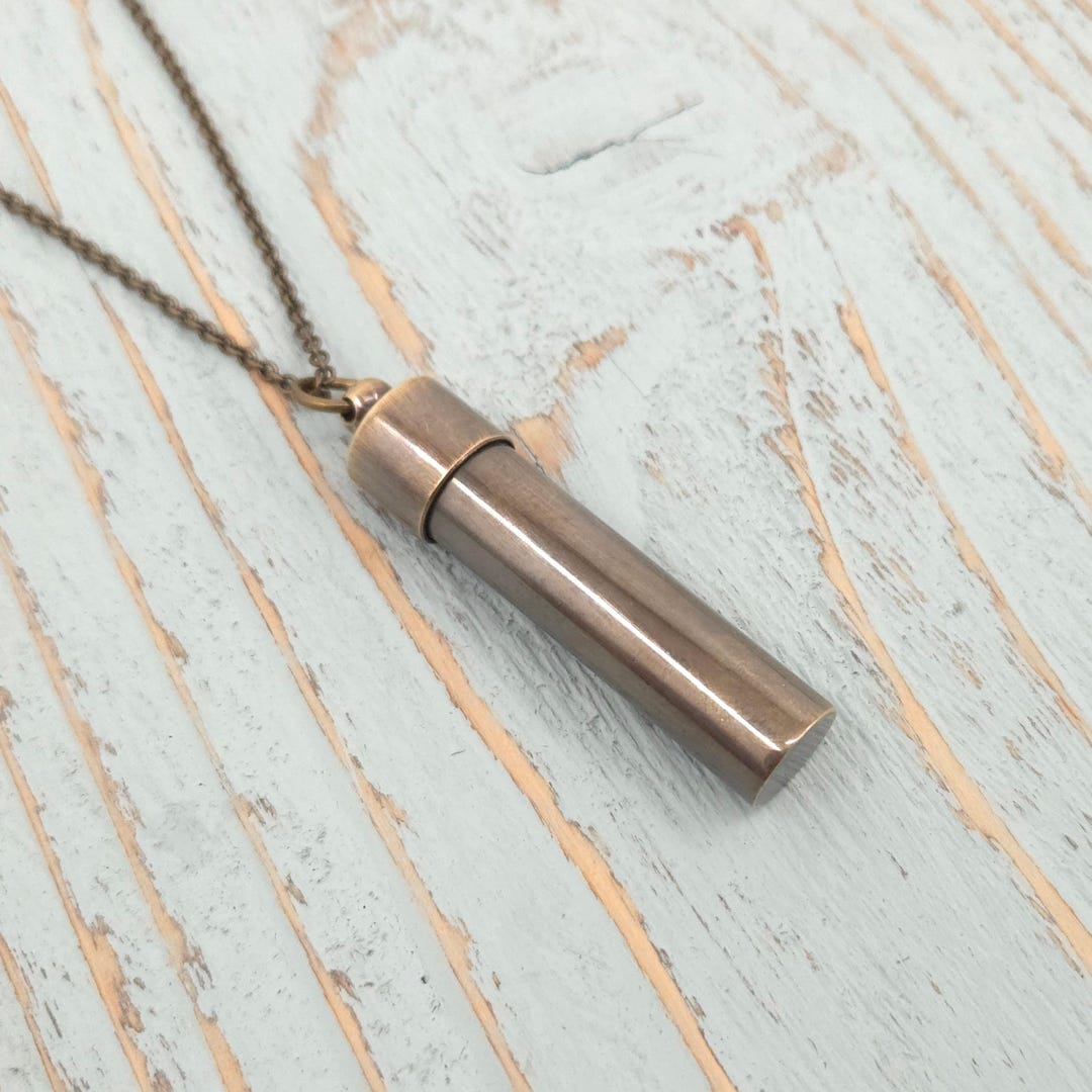 Secret Message Brass Necklace - Letter Capsule Container Secret Stash ...