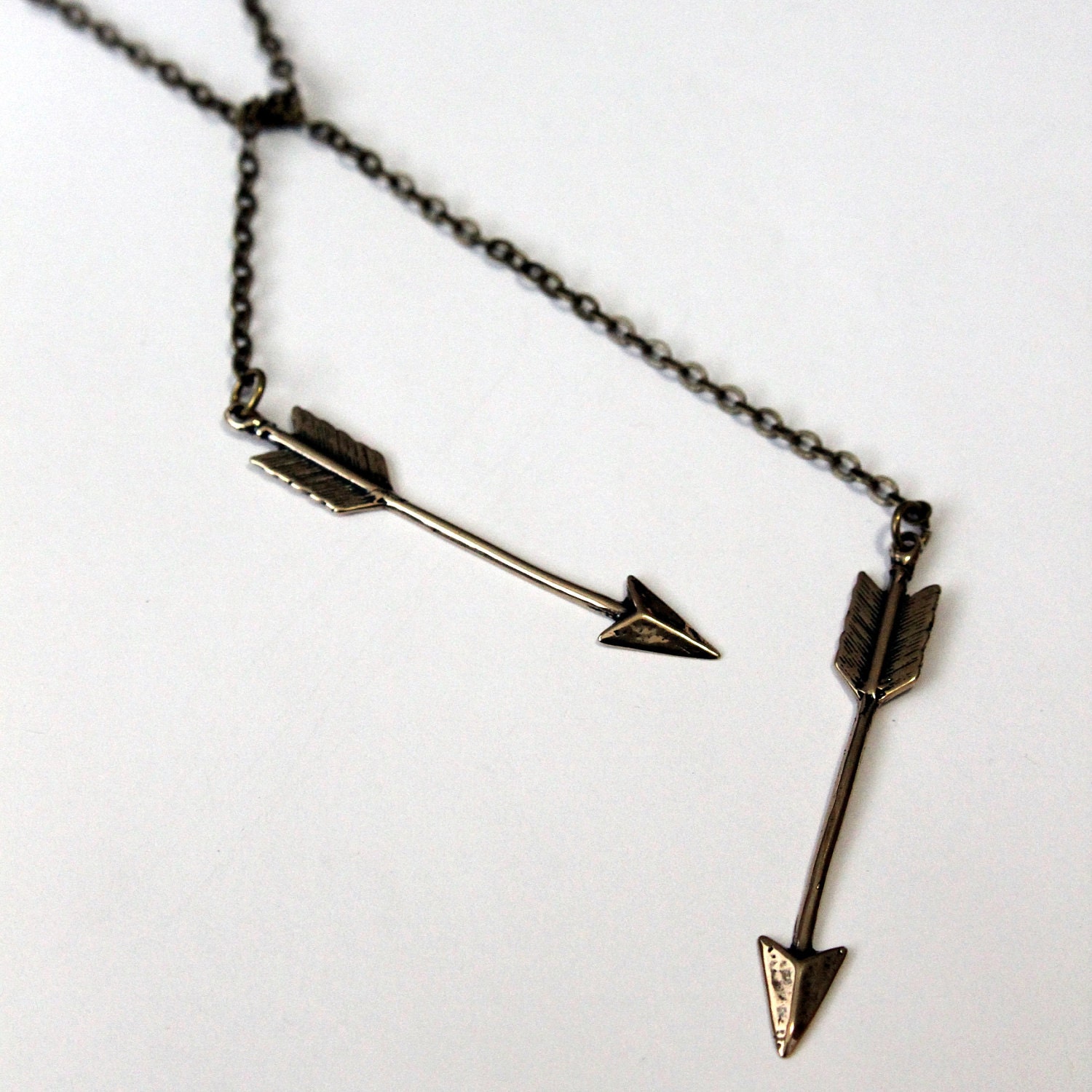 Bronze Arrow Lariat Necklace: Double Arrow, 40" Chain - Etsy