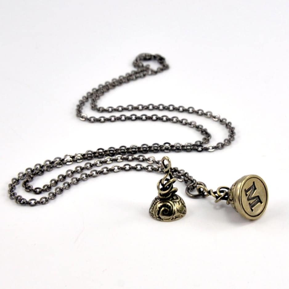 Silver White Bronze LETTER Seal Stamper Necklace by Gwen Delicious ...