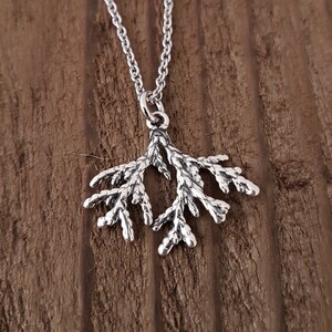 Sterling Silver Cedar Necklace, Cedar Charm, Cedar Jewelry Organic ...