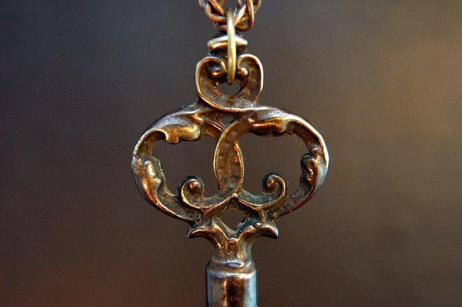 Antique Bronze Skeleton Key Necklace Pendant Ornate Solid | Etsy