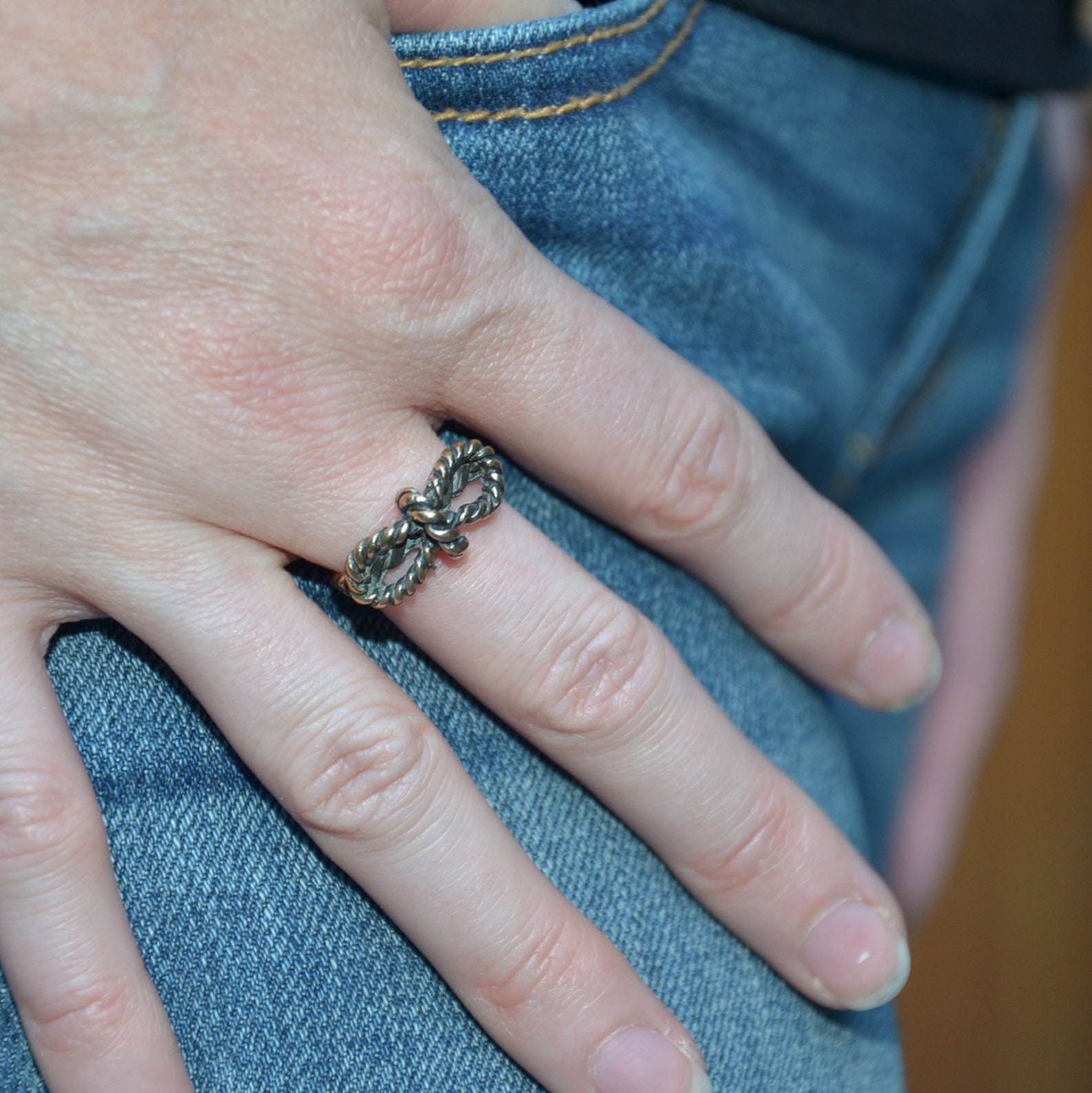 Gold Bow Rope Ring Small Cute Bow Ring Tiny Ring Simple | Etsy