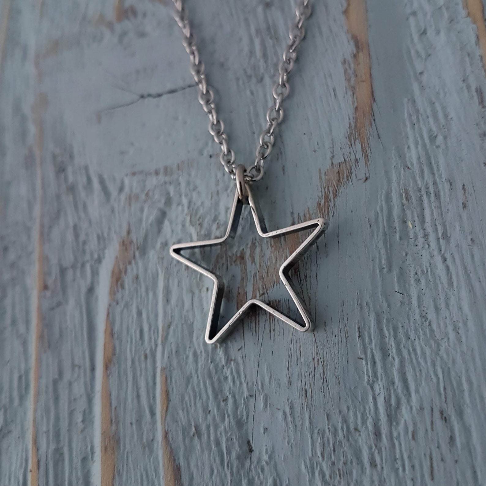 Silver Star Necklace Simple Star Outline Necklace Dainty - Etsy