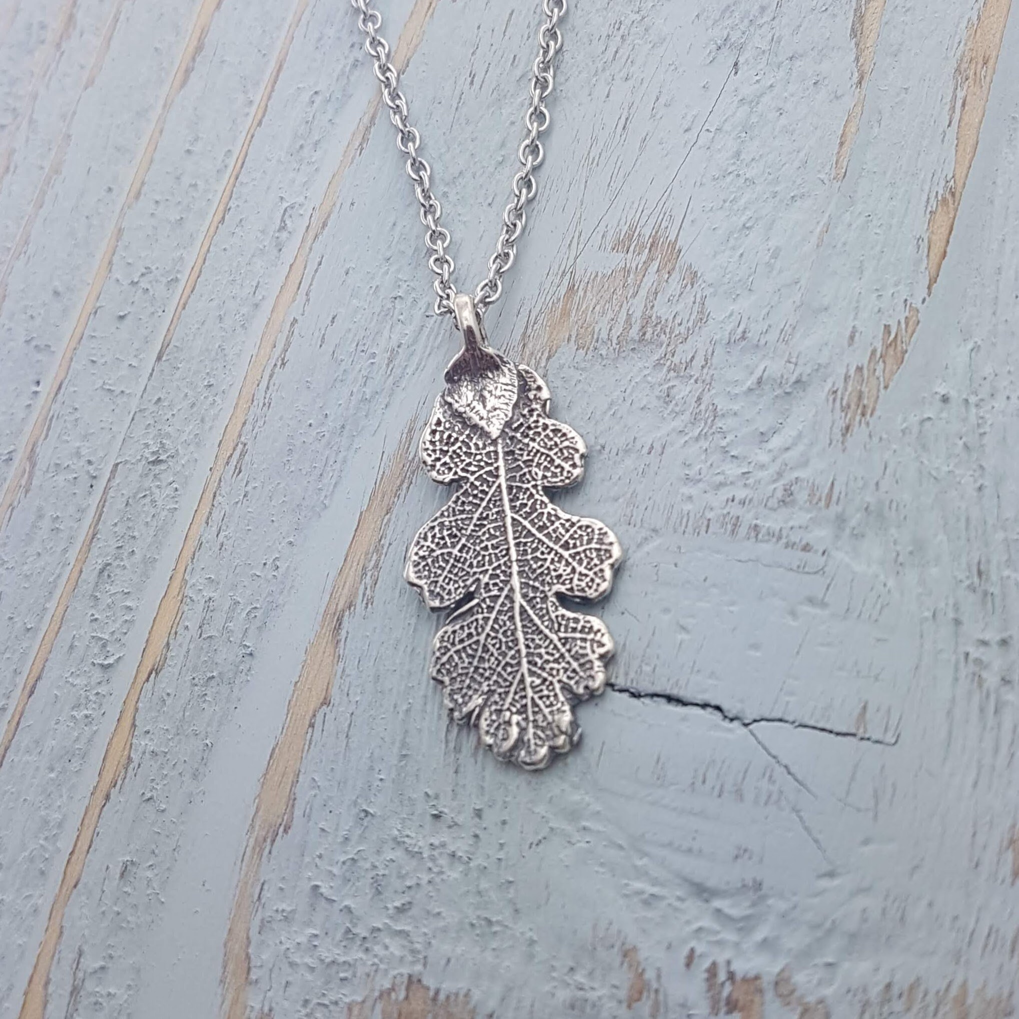 Sterling silver oak leaf necklace forest necklace gift for | Etsy