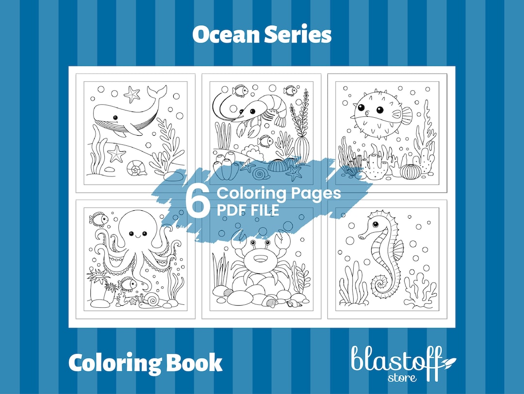 Ocean Coloring Pages PDF – 6 Printable Sea Animal Sheets for Kids ...