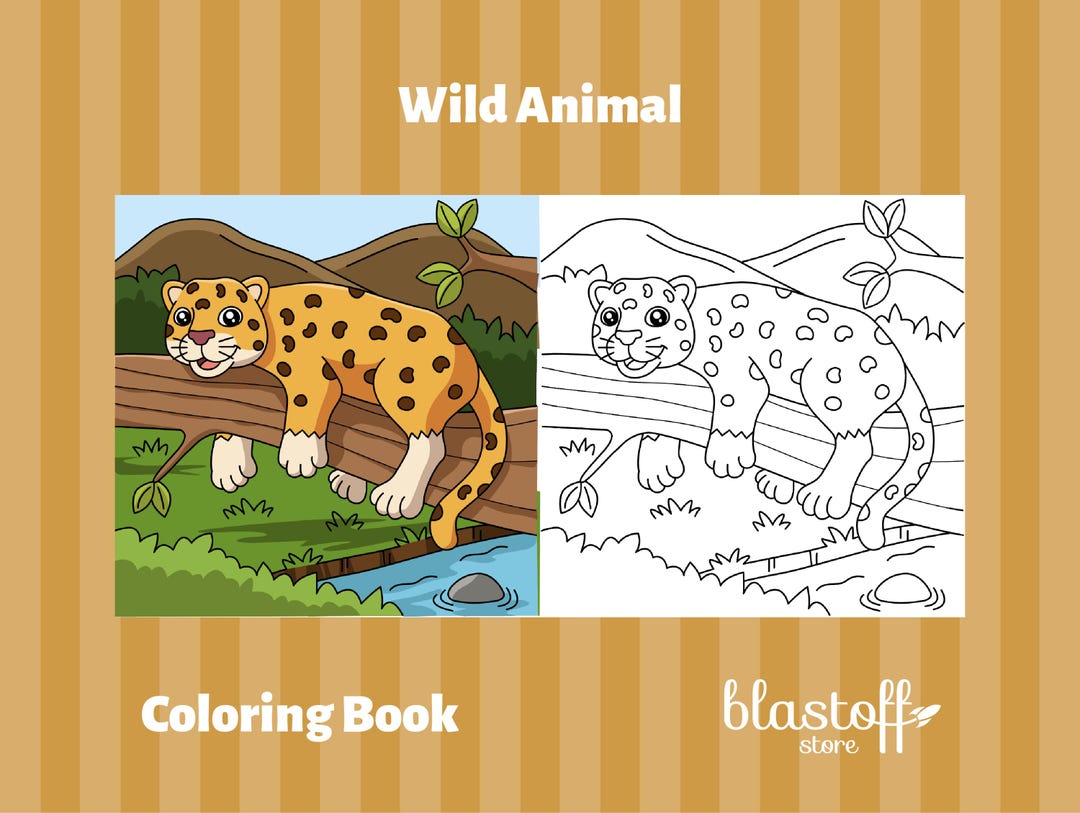 Wild Animal Coloring Book, Tiger Coloring for Adults and Kids, Coloring ...