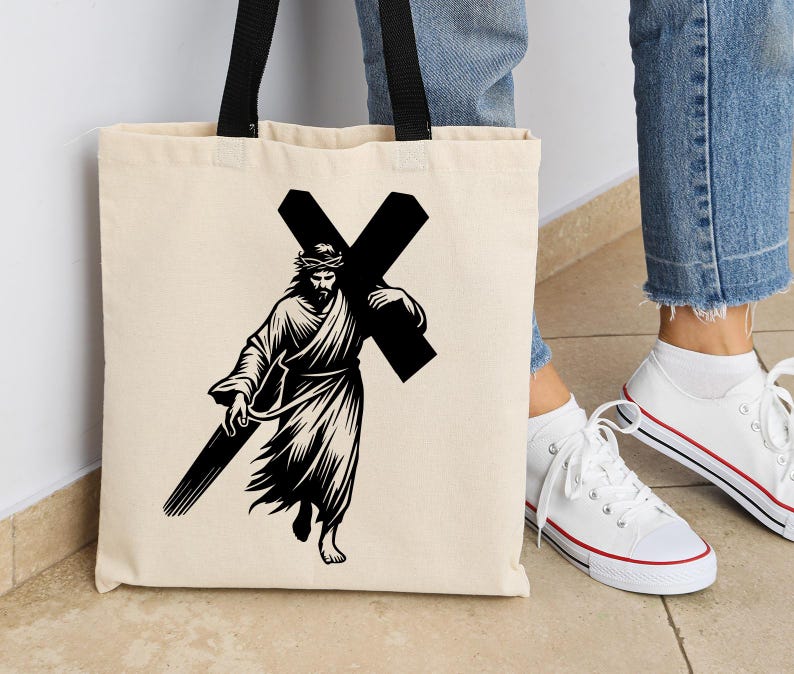 Christian Jesus SVG: Carrying Cross Faith Art | | Name Option ...