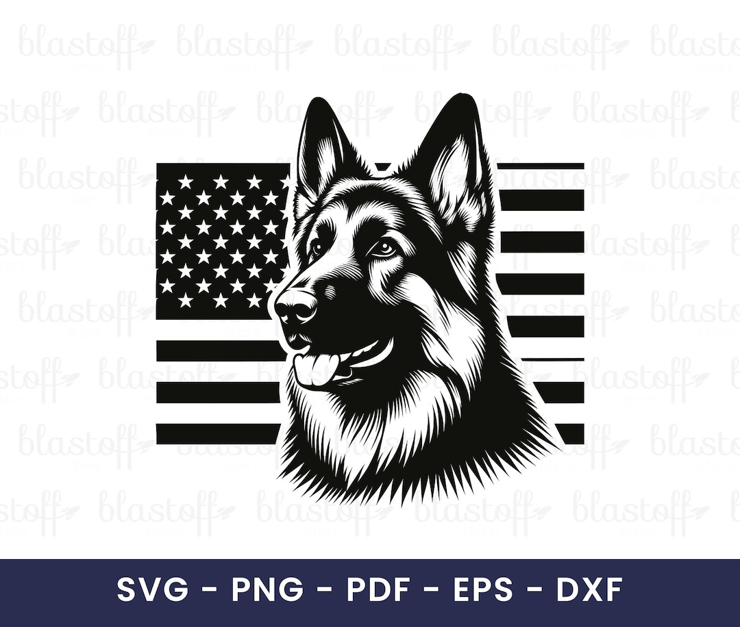 German Shepherd American Flag SVG – Patriotic Police Dog Clipart for ...