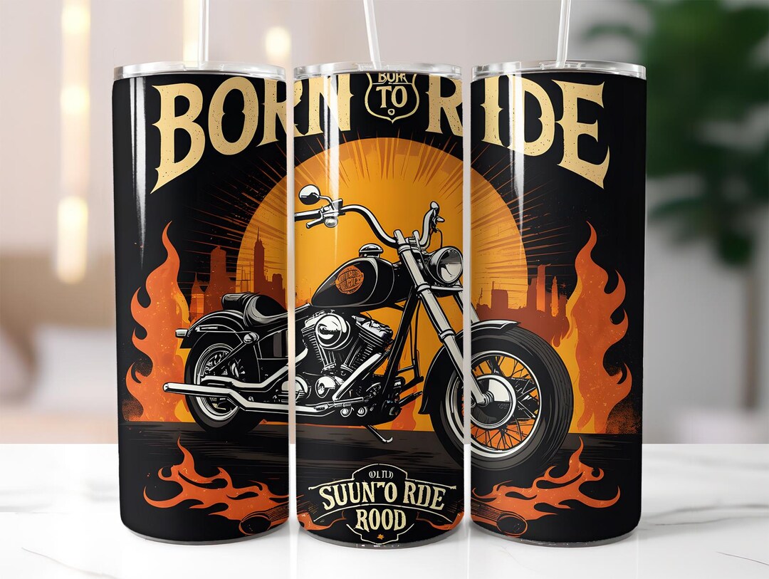 Born to Ride Tumbler Wrap Design, Motorcycle Tumbler PNG, Fire ...