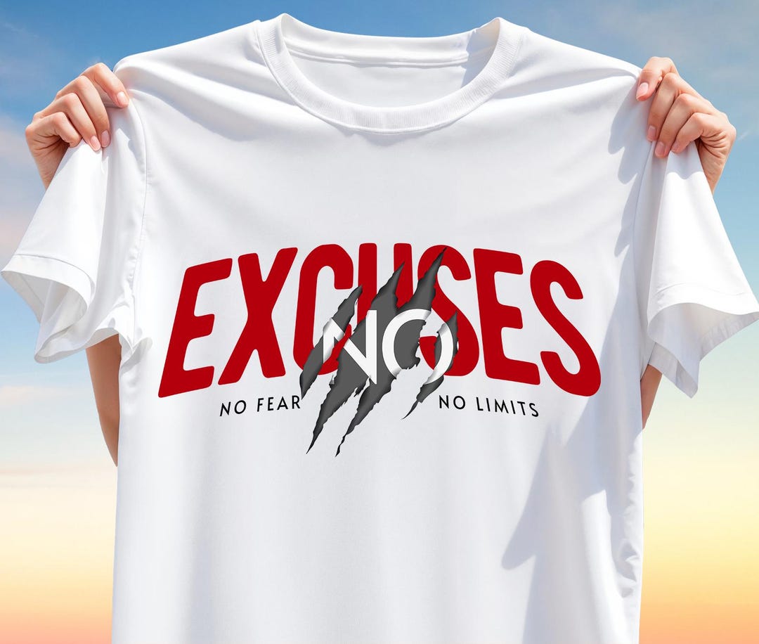No Excuses PNG – Motivational Typography With Claw Rips, Gym Fitness ...
