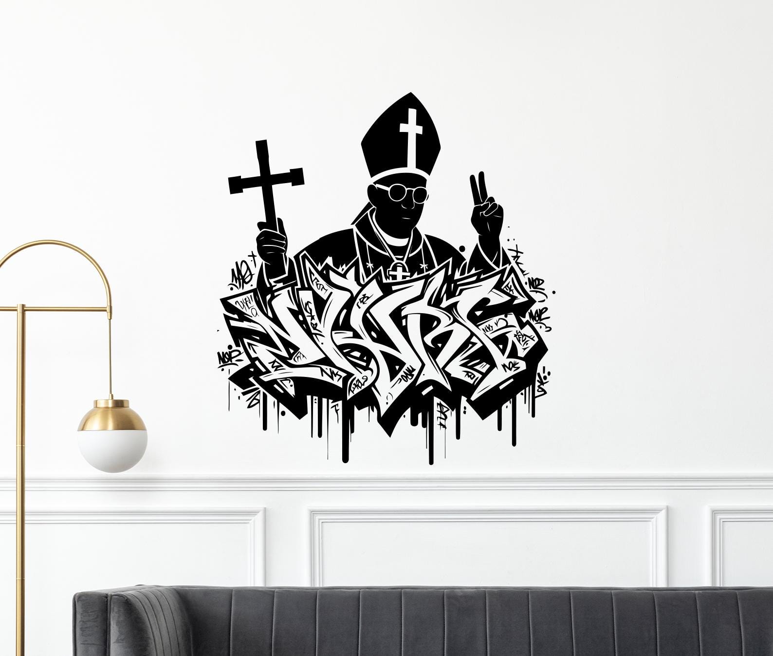 Graffiti Priest SVG: Street Art-inspired Silhouette | Urban Style PNG ...