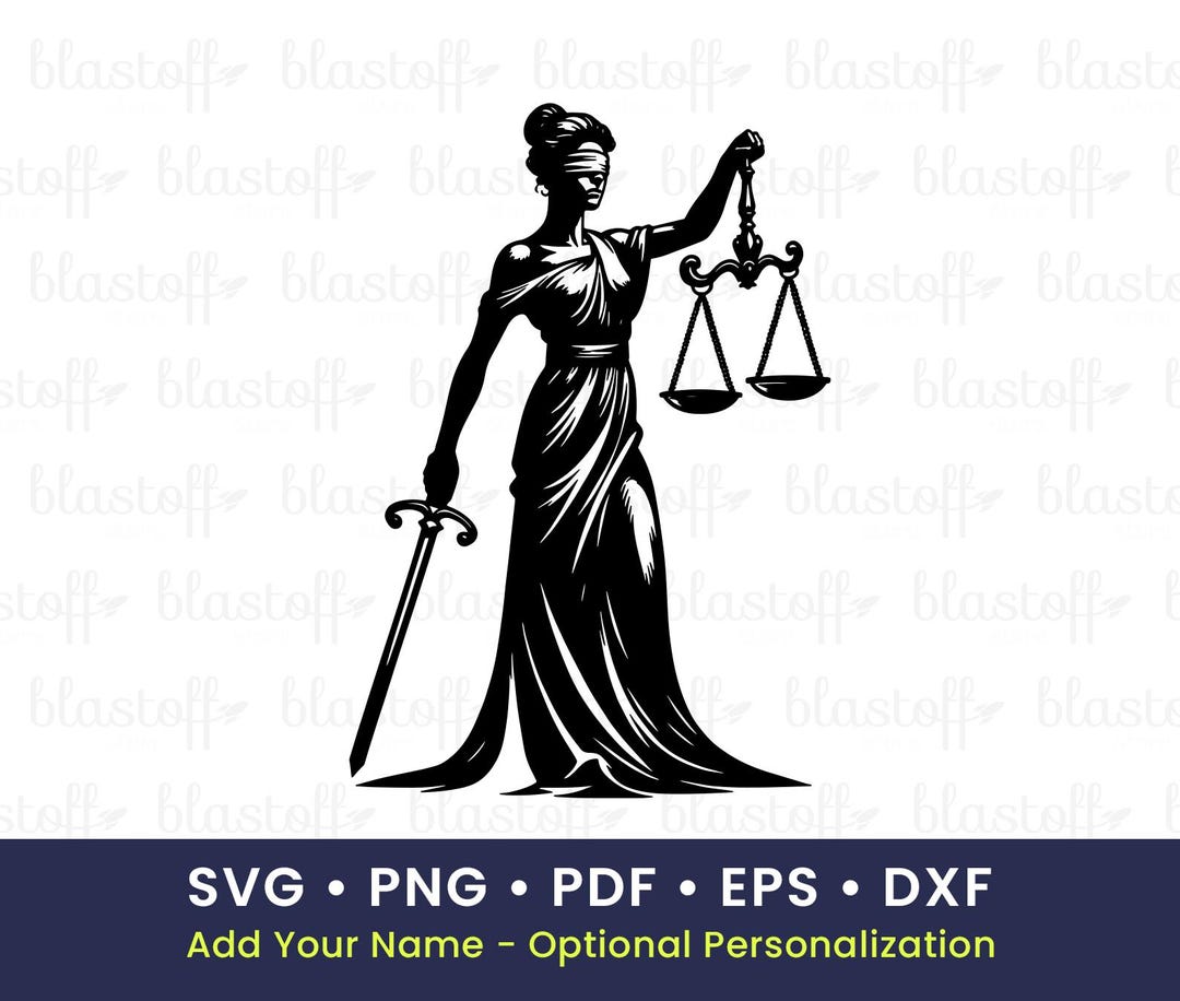 Lady Justice SVG: Law and Balance Art | Name Option | Legal Design for ...