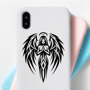 Tribal Angel SVG – Praying Angel Silhouette Clipart for Tattoos, T ...