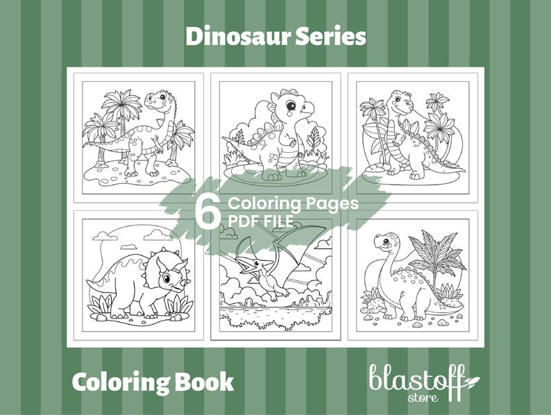 Dinosaur Coloring Pages PDF – 6 Printable Dino Sheets for Kids | Cute T ...