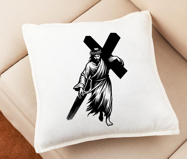 Christian Jesus SVG: Carrying Cross Faith Art | | Name Option ...