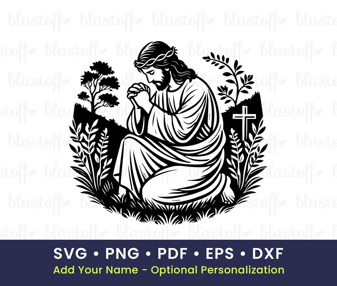 Christian Jesus SVG: Praying Faith Art | Name Option | Religious Design ...