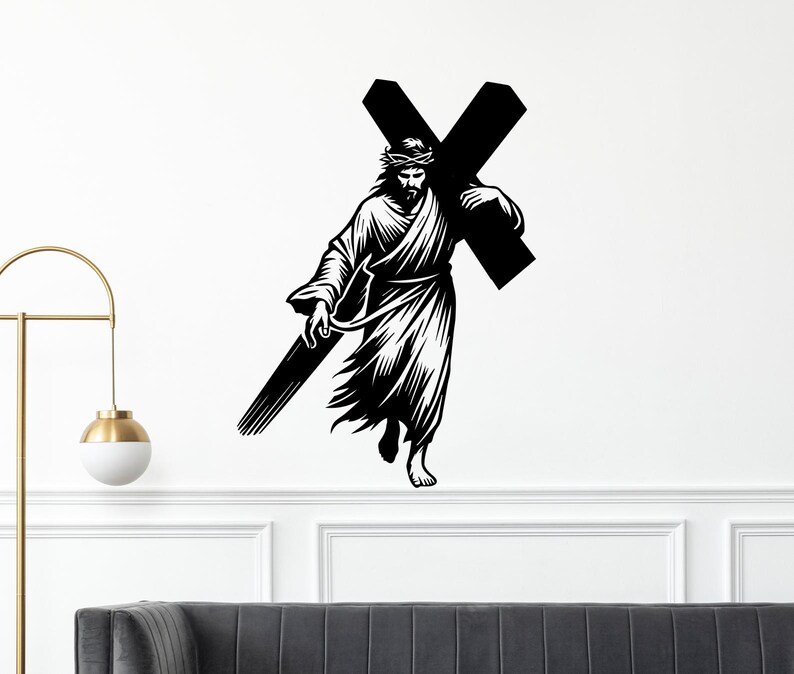 Christian Jesus SVG: Carrying Cross Faith Art | | Name Option ...