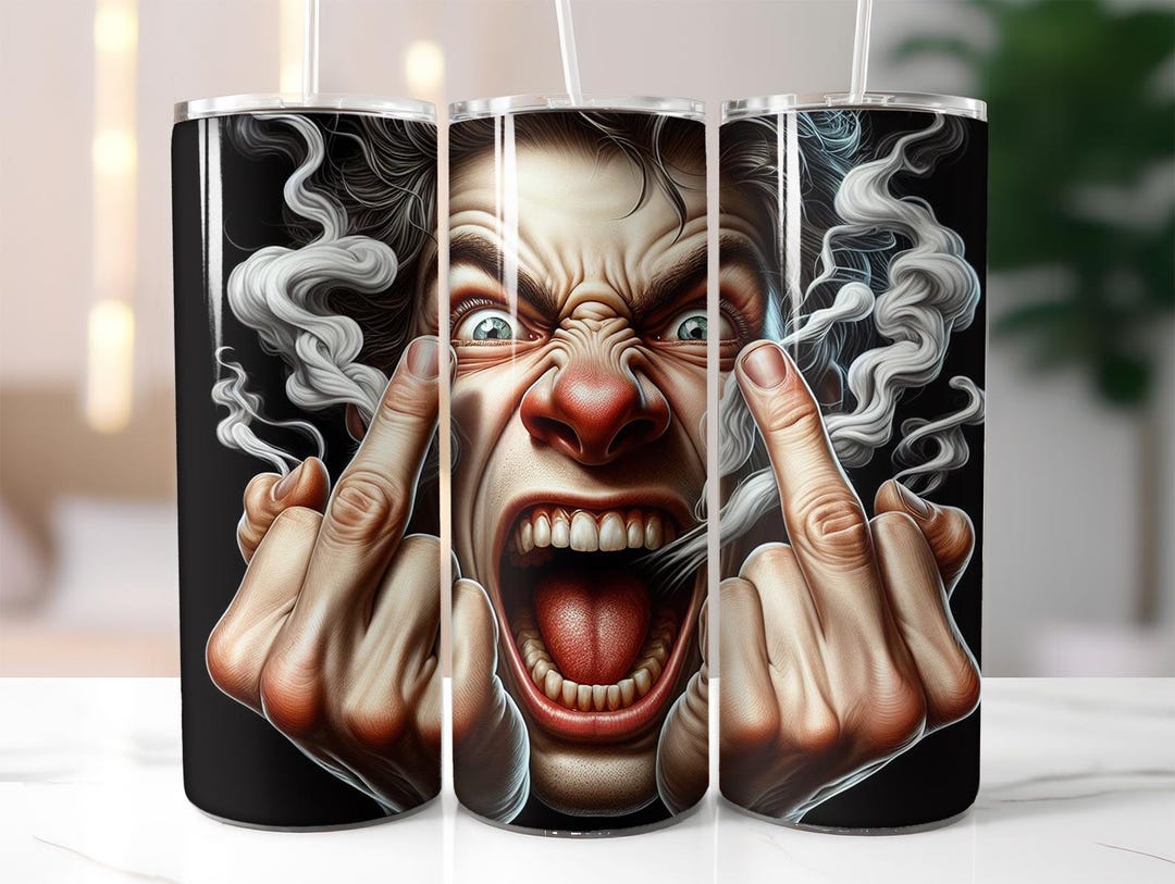 Middle Finger Rage Tumbler Wrap PNG – 20oz Skinny Sublimation Design ...