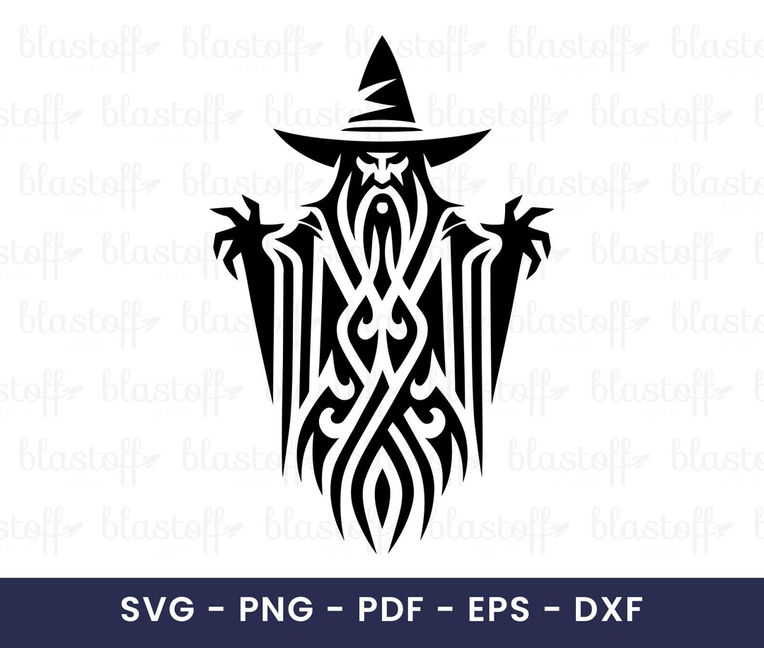 Wizard SVG Design – Tribal Mystic Sorcerer Clipart for T-shirts ...