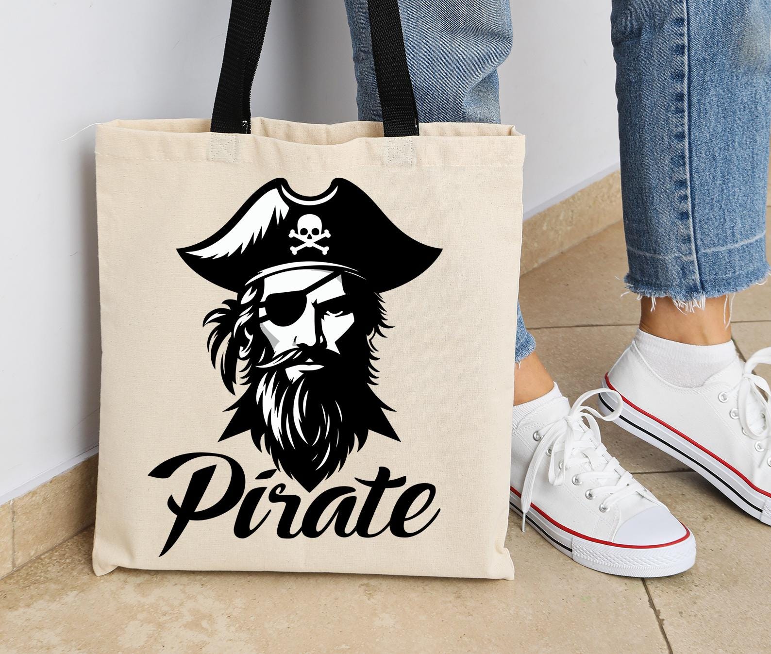 Pirate SVG Design – Skull Hat Beard Clipart for Cricut, PNG Sublimation ...