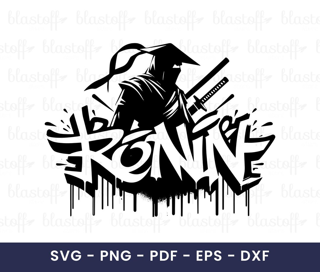 Ronin Samurai Graffiti SVG – Urban Ninja Clipart for Sublimation ...