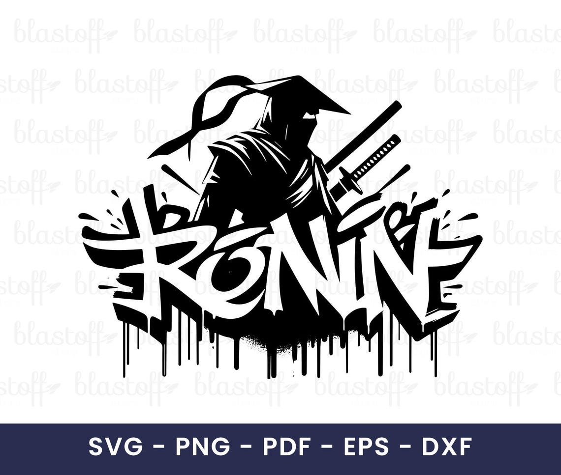 Ronin Samurai Graffiti SVG - Urban Ninja Clipart für Sublimation ...
