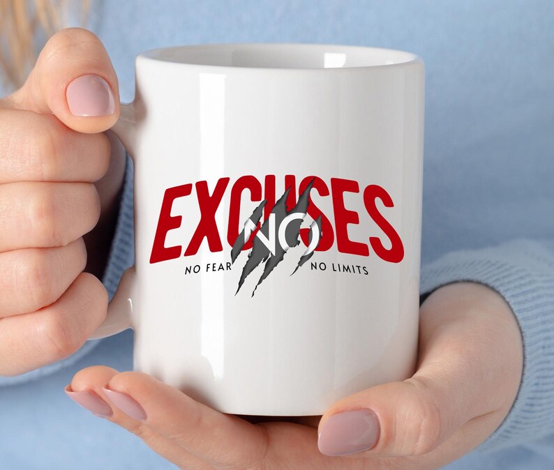 No Excuses PNG – Motivational Typography With Claw Rips, Gym Fitness ...