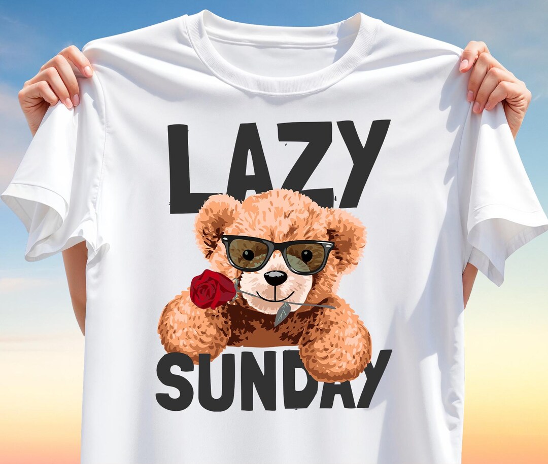 Lazy Sunday Bear PNG – Cute Teddy With Sunglasses and Rose Clipart ...