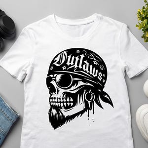 Outlaw Skull SVG – Biker Pirate Skull Clipart With Sunglasses and ...