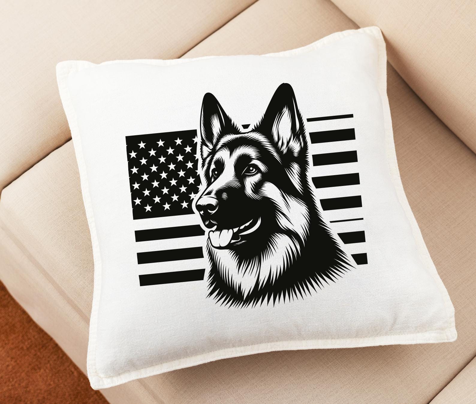 German Shepherd American Flag SVG – Patriotic Police Dog Clipart for ...