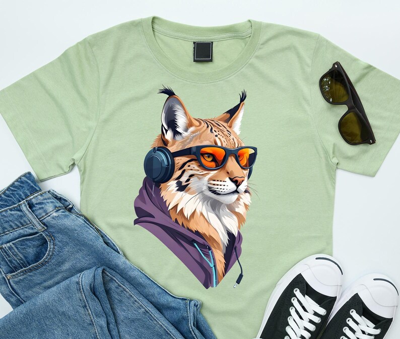 Lynx T-shirt Design PNG – Cool Urban Style Wild Cat With Hoodie ...