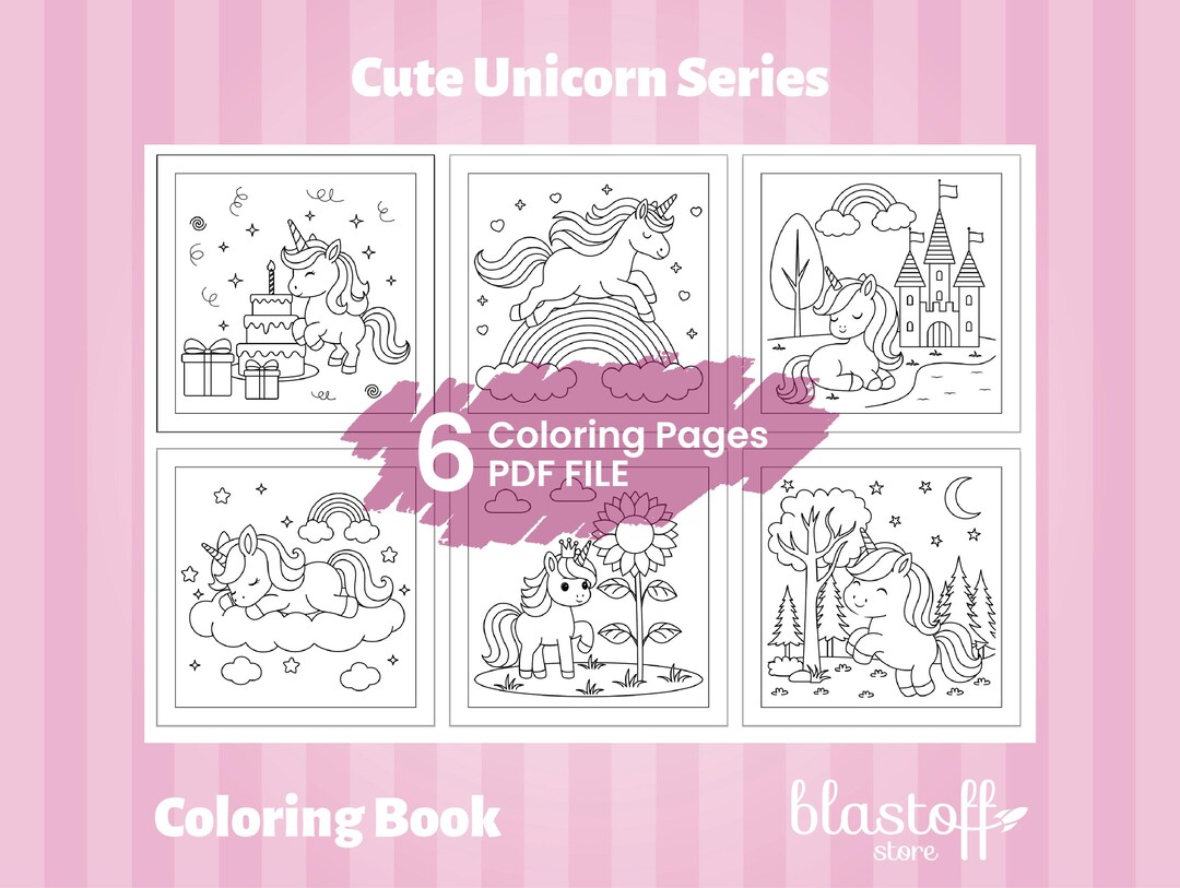 Cute Unicorn Coloring Pages PDF – 6 Printable Unicorn Sheets for Kids ...