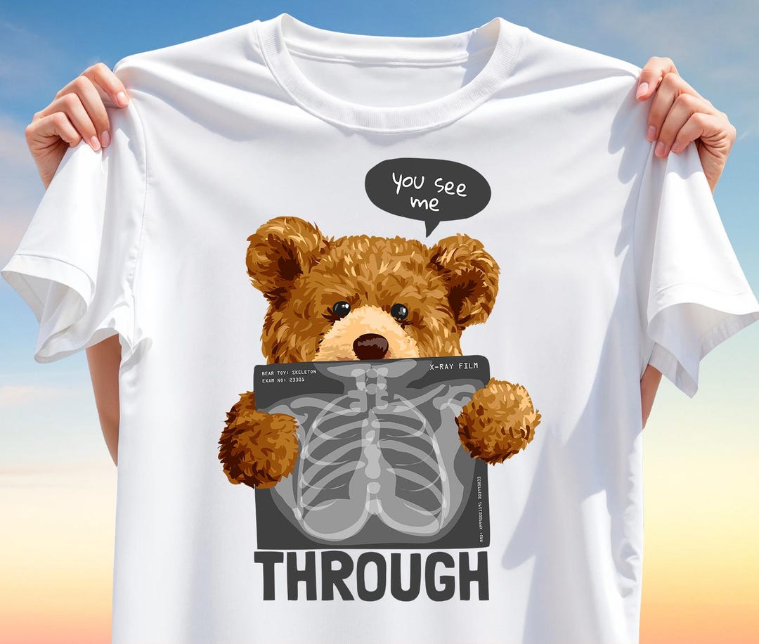 Funny Teddy Bear X-ray T-shirt Design – Cute PNG Clipart for ...