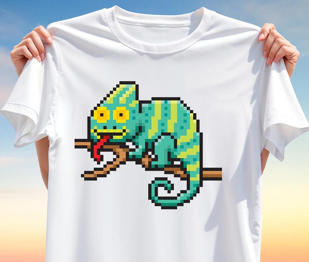 Pixel Chameleon T-shirt PNG – Funny 8-bit Lizard T-shirt Design for ...