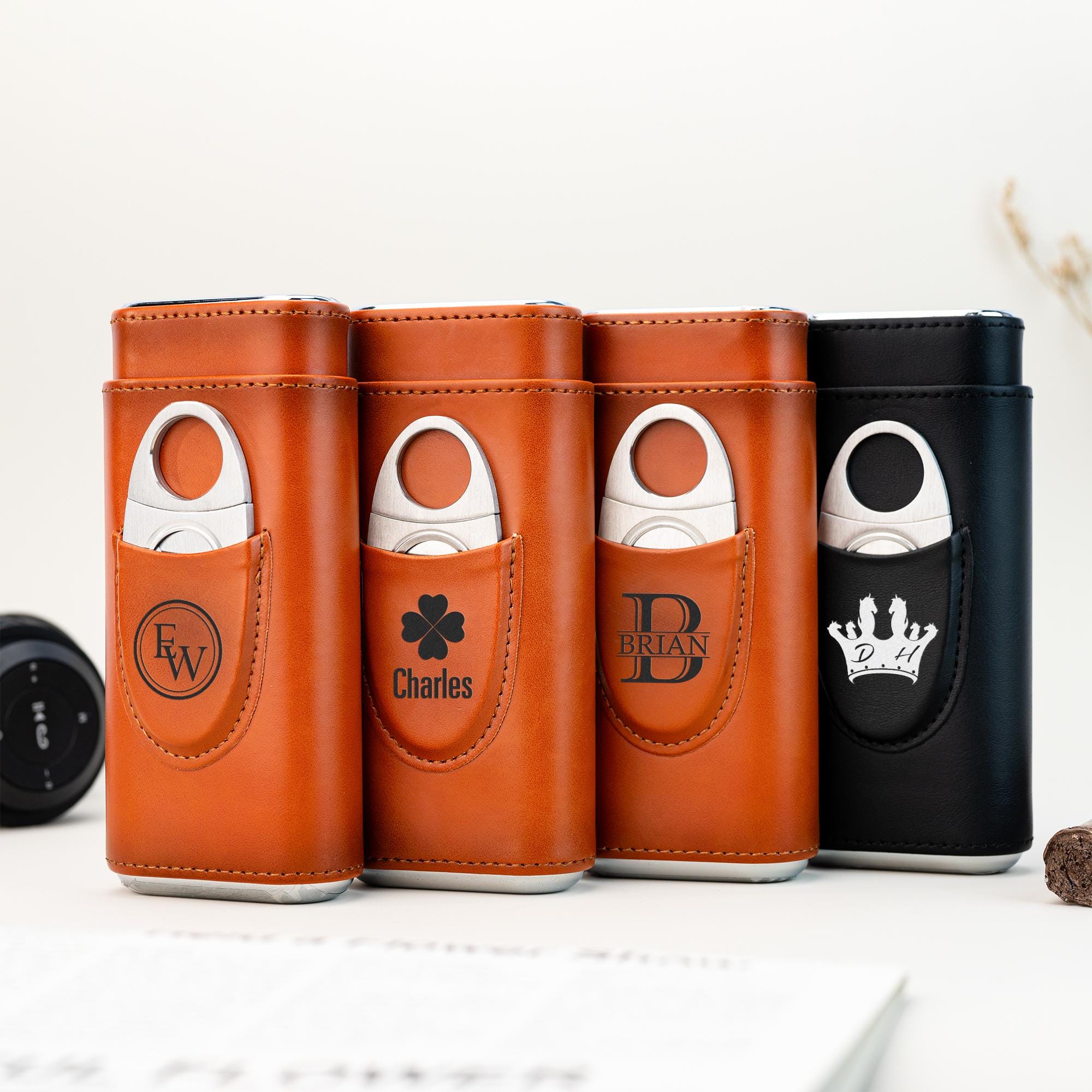 Personalized Leather Cigar Case, Custom Engraved Leather Cigar Box ...