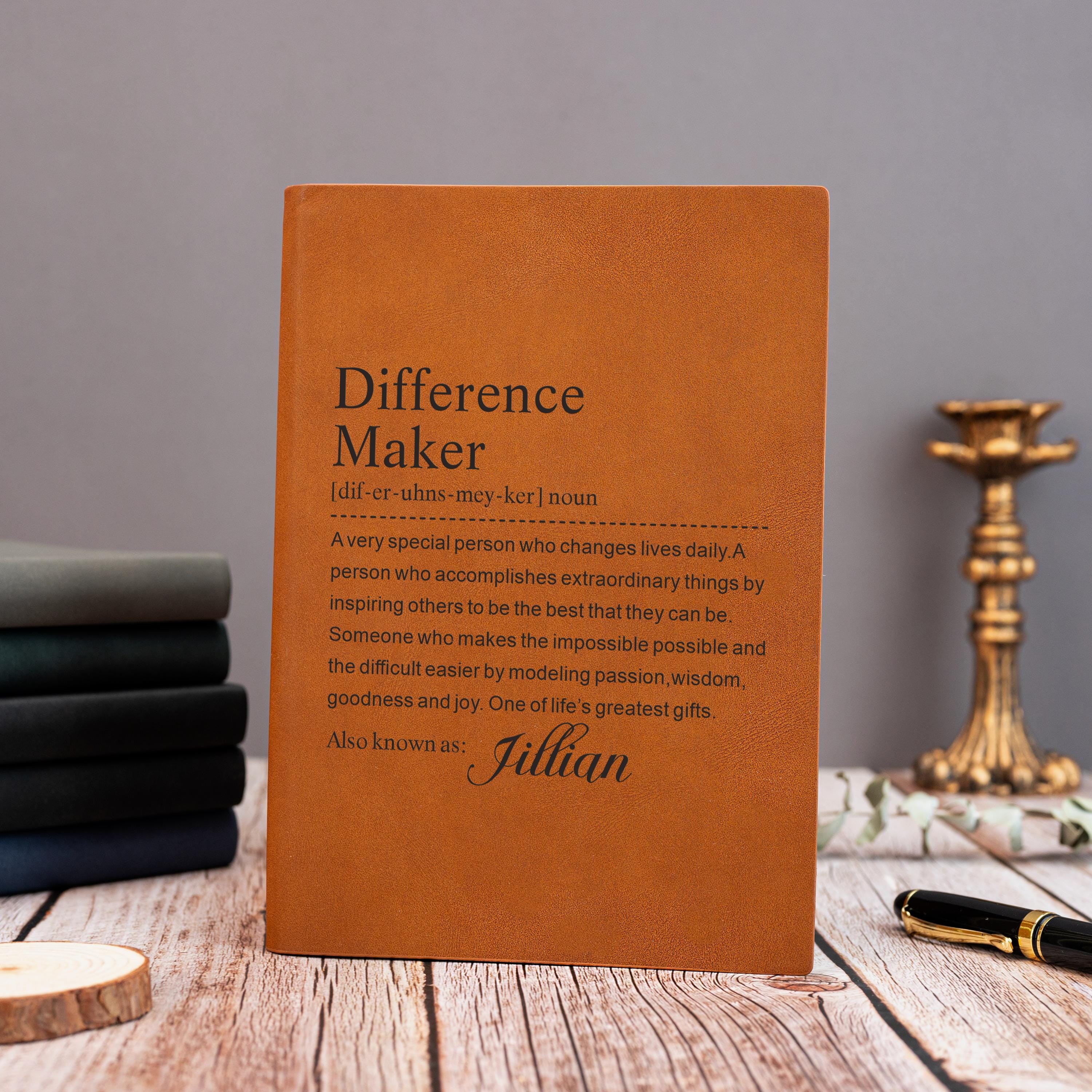 Difference Maker Journal, Custom Leather Journal, Mentor Gift ...