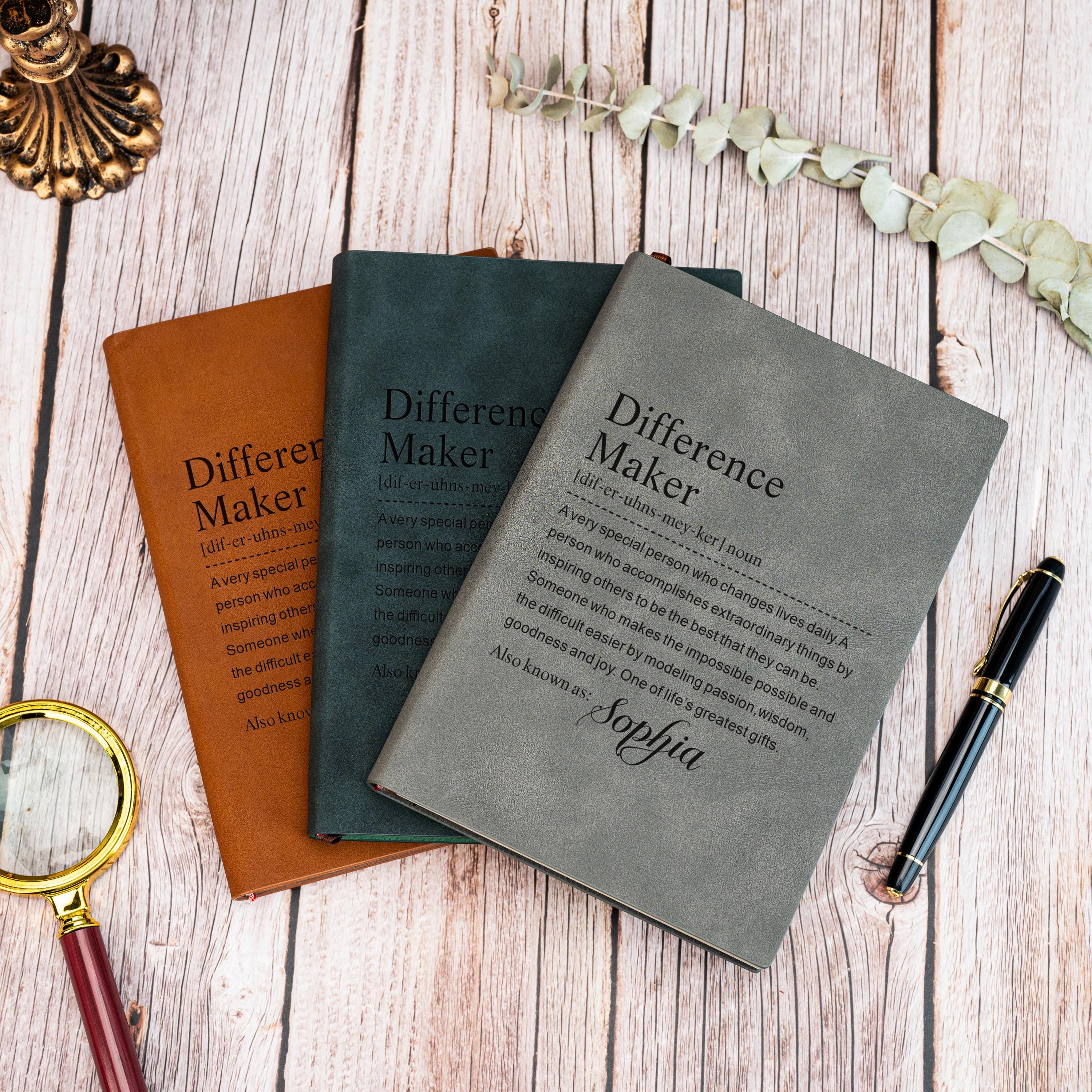 Difference Maker Journal, Custom Leather Journal, Mentor Gift ...