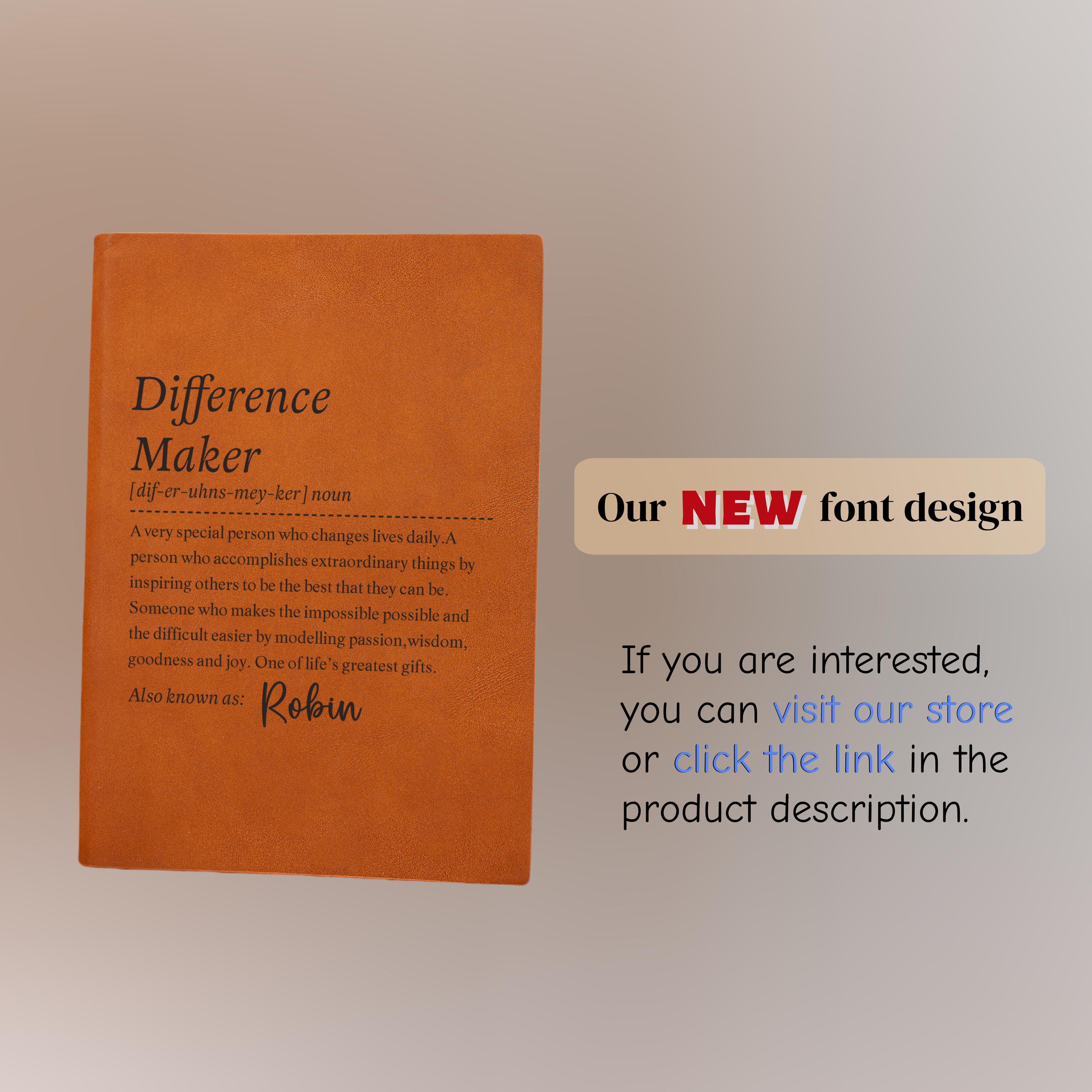 Difference Maker Journal, Custom Leather Journal, Mentor Gift ...