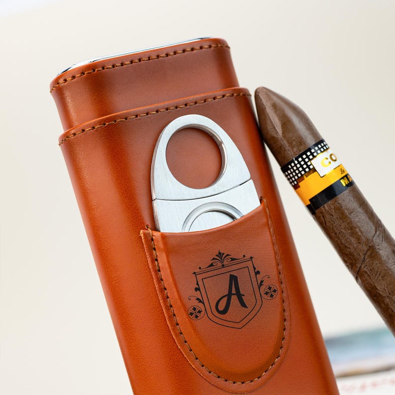 Personalized Leather Cigar Case, Custom Engraved Leather Cigar Box ...