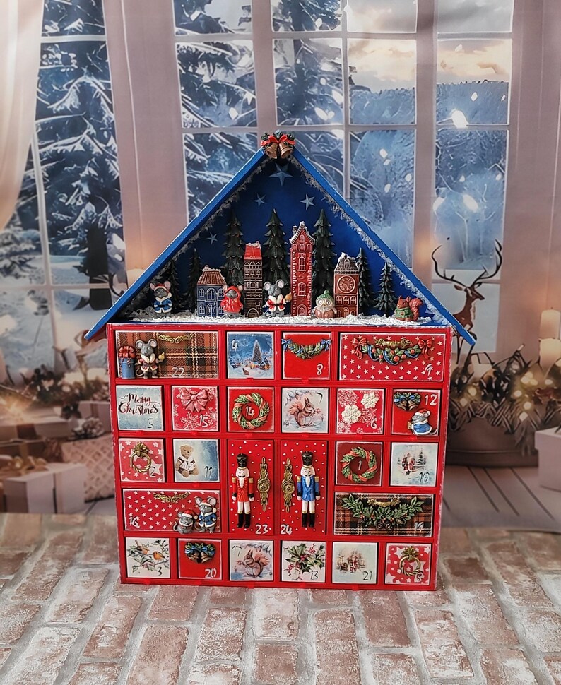 Luxury Wooden Advent Calendar With Lights – Handmade Christmas Heirloom ...
