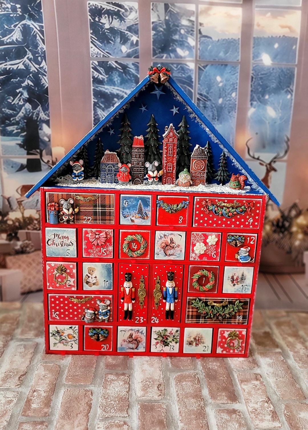 Luxury Wooden Advent Calendar With Lights – Handmade Christmas Heirloom ...