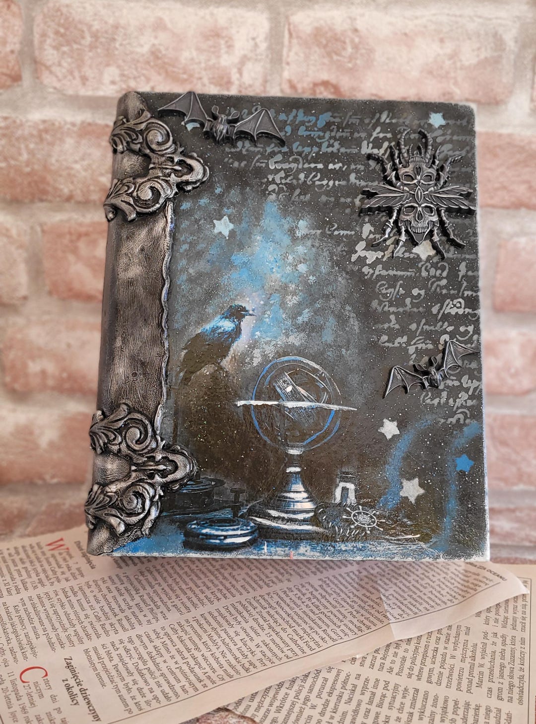 Gothic Book Box – Handmade Decoupage Secret Storage With Raven, Bats ...
