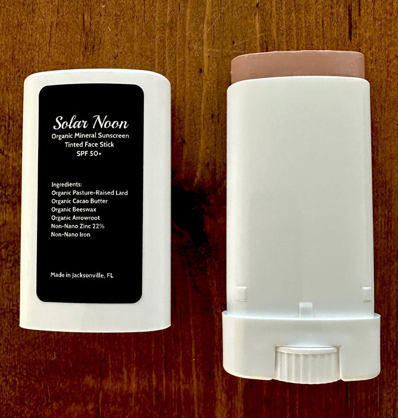 Solar Noon Tinted Mineral Face Stick SPF 30+, Organic Lard Sunscreen - Etsy