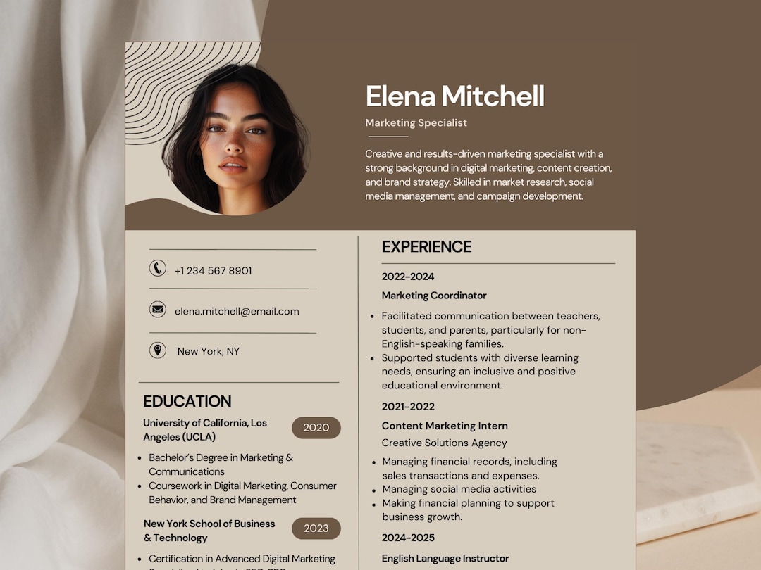 Minimalist Beige Resume Template: Editable Canva CV - Etsy UK