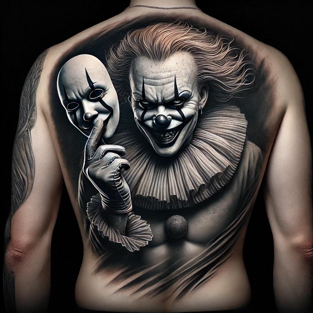 Full Back Clown Tattoo -digital Tattoo Art PNG 300 DPI- Horror Clown ...