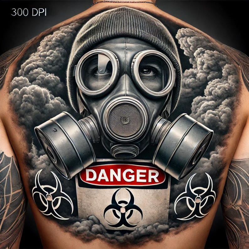 Skull Gas Mask Tattoo Design for Black I Full Back Tattoo PNG I Gas ...