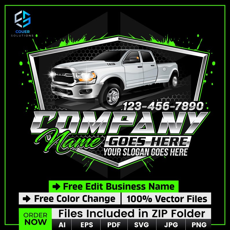 Dodge Ram 3500 Dually Trucking Logo Design, Pickup Truck Logo, Hotshot ...