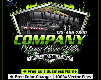 Junk Removal Logo Pull Dump Bumper Dumpster Logo Trailer Rental Trash ...