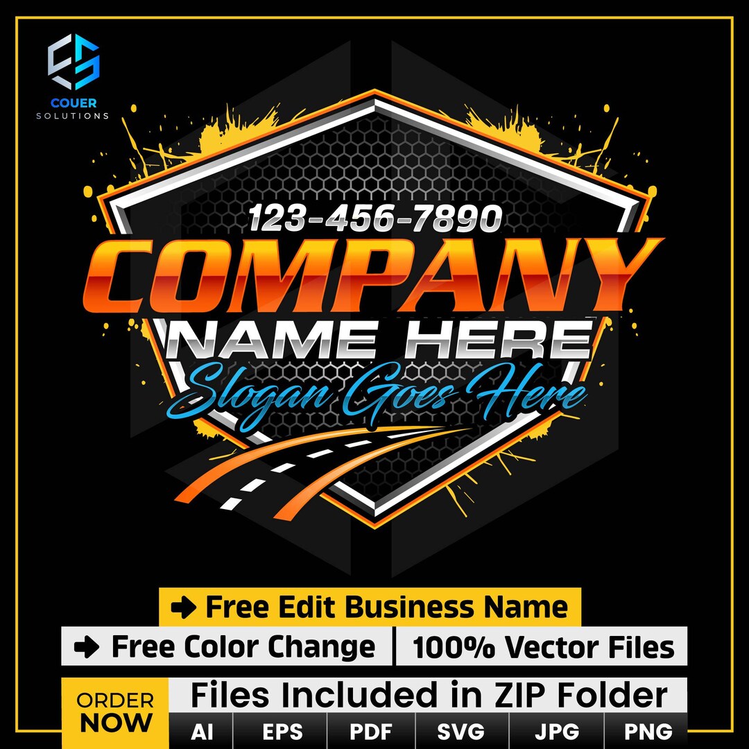 Trucking Company Logo With 3D Text & Cursive Lettering, Dispatching ...